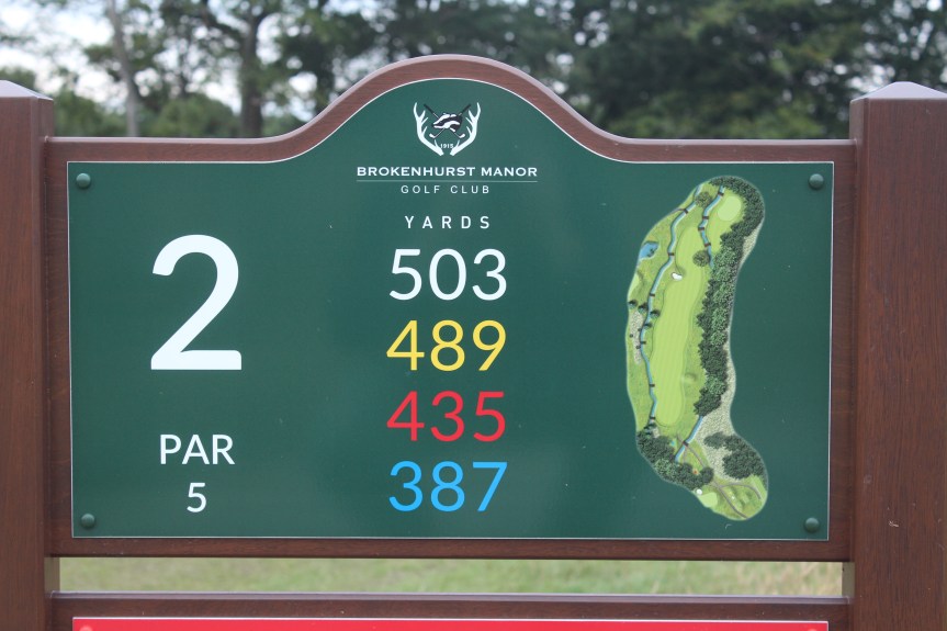 2nd Hole @BrokenhurstGC – Staked Trees – Golf Rules Guru